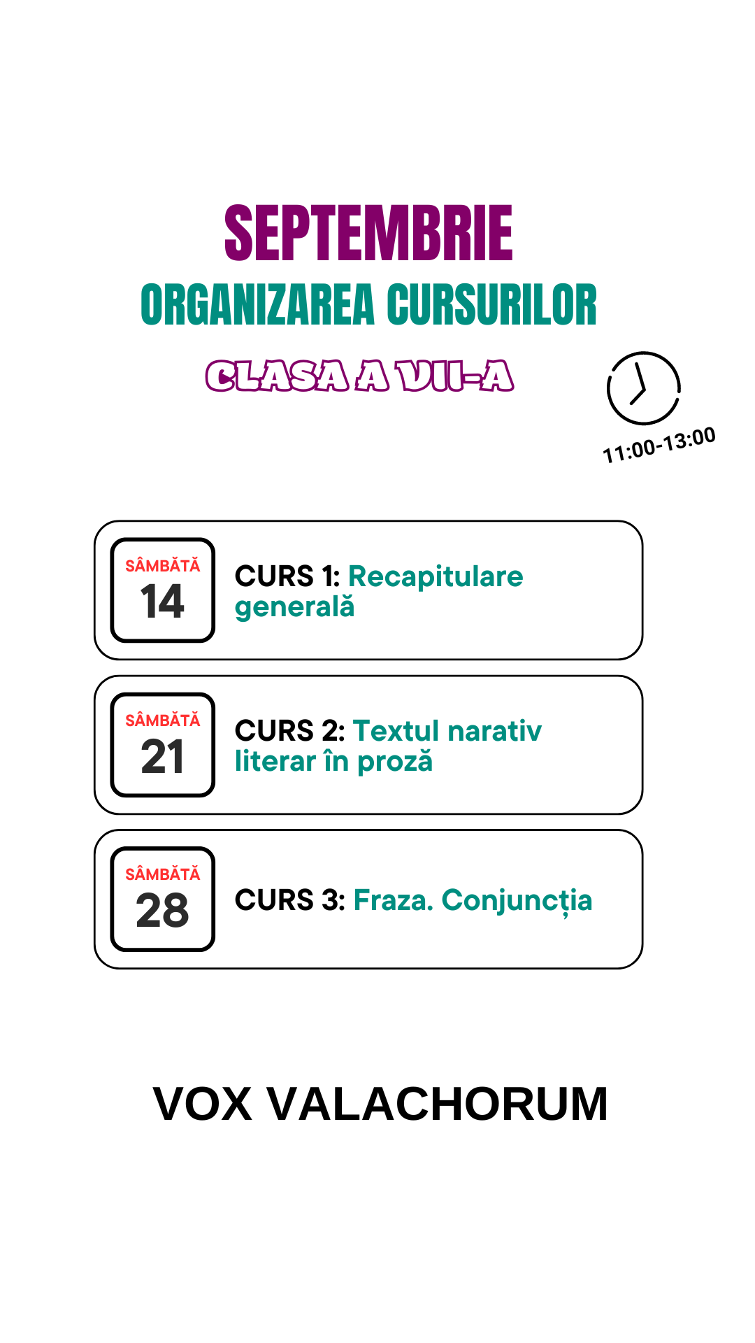 SEPTEMBRIE – Cursuri Vox Valachorum